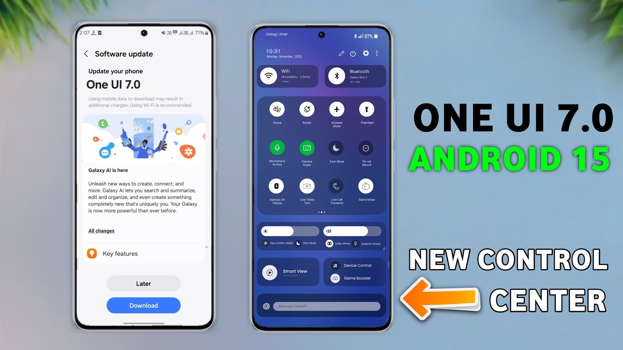 Samsung One Ui 7.0 Beta 1 : Control Center | Android 15 Update Features ...