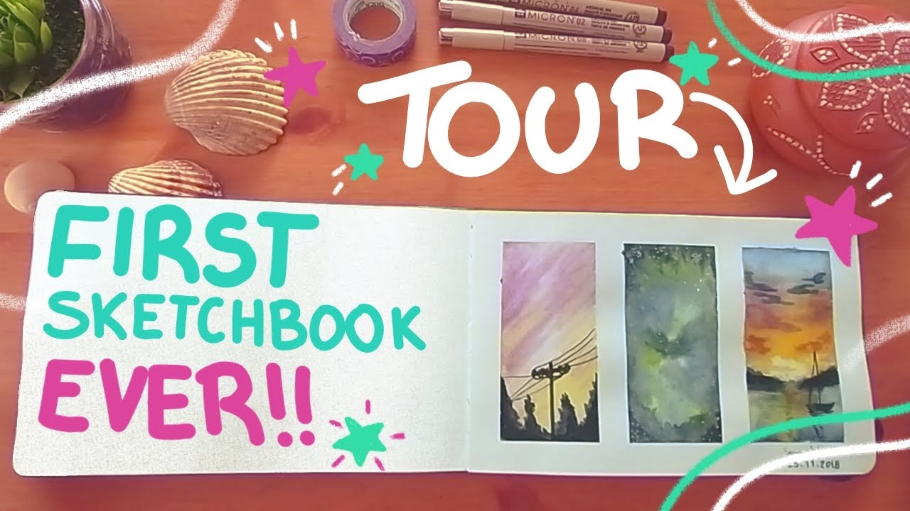 Self-taught artist shares her first sketchbook ever! Sketchbook tour ...