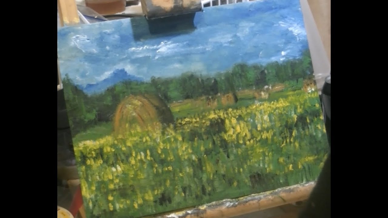 Hay Bales Oil Painting Impressionism - YouTube