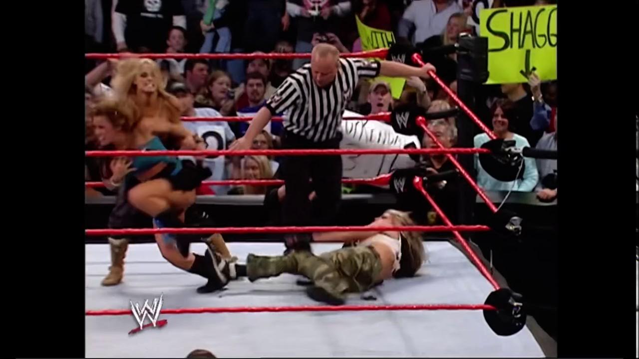 Mickie James Attacks Ashley Massaro Ft Trish Stratus Raw 2006 Youtube