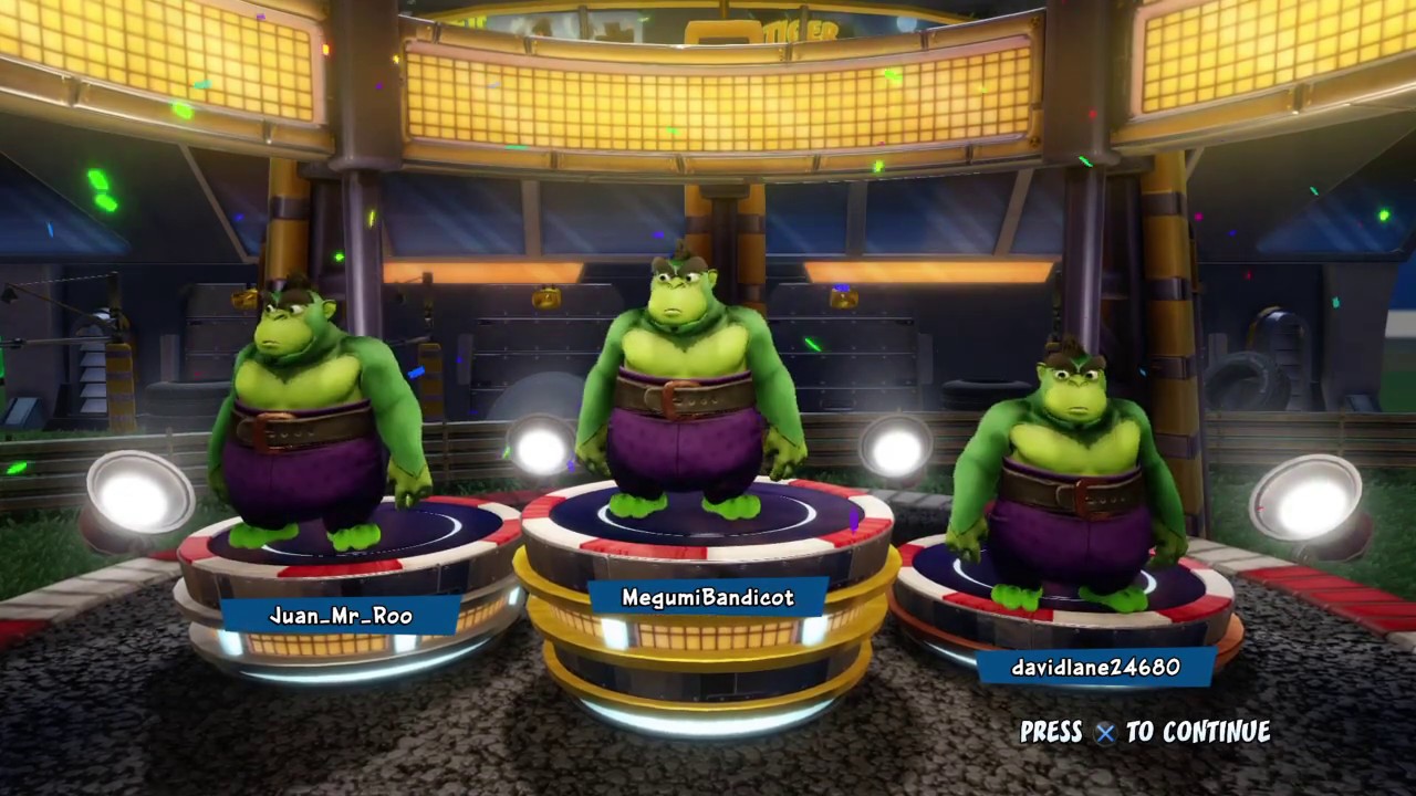 Triple Green Fixed Rilla Roo Winning Podium. (Crash Nitro Fueled) - YouTube