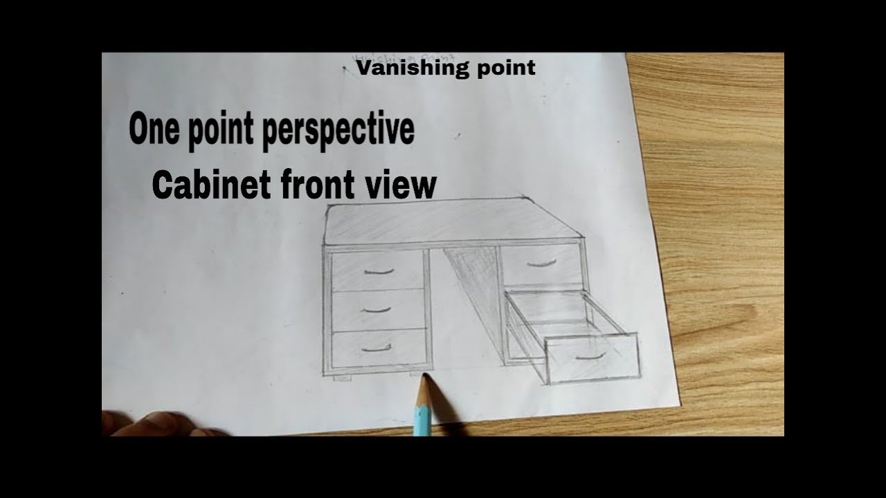 Learn how to draw cabinet one point perspective drawing frontview # ...