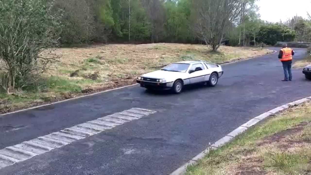 13 Car DeLorean Convoy around Orginal Factory Test Track - YouTube