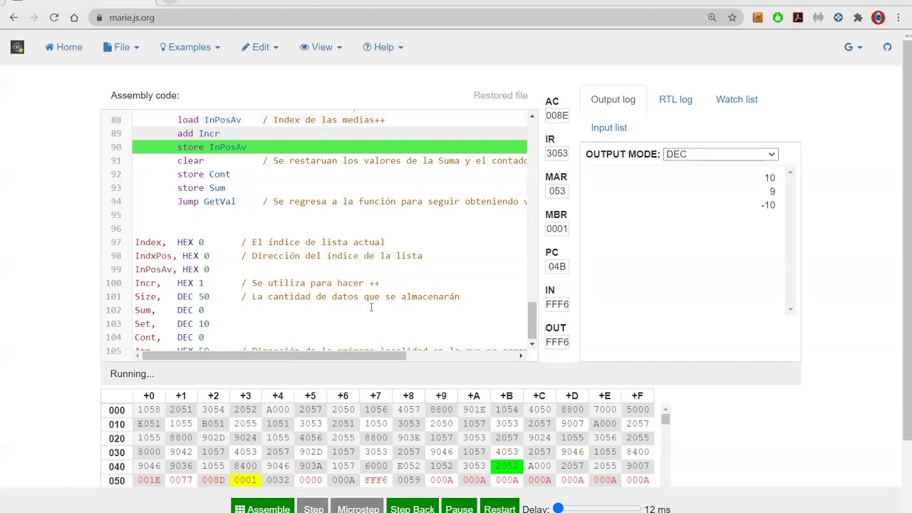 Marie CPU Simulator - Avance 3 - YouTube