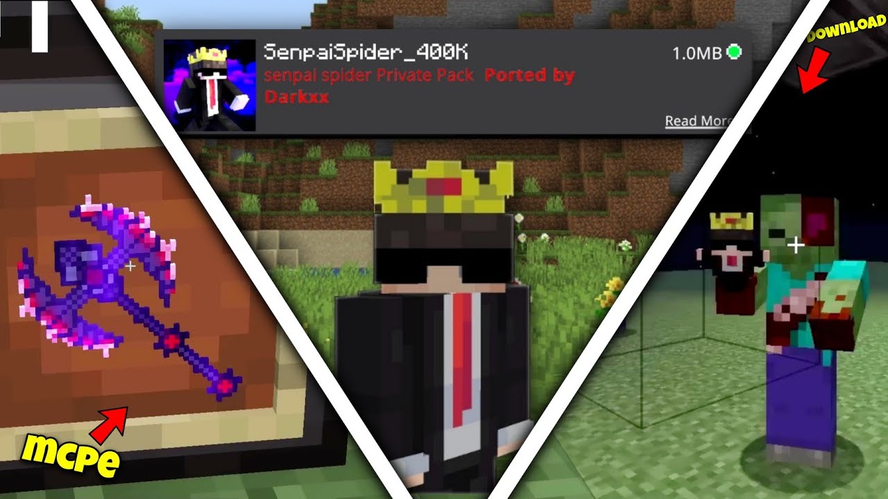 SenpaiSpider 400k special Texture pack | Mcpe/Java/Bedrock | @SenpaiSpider First Look 😍 - YouTube