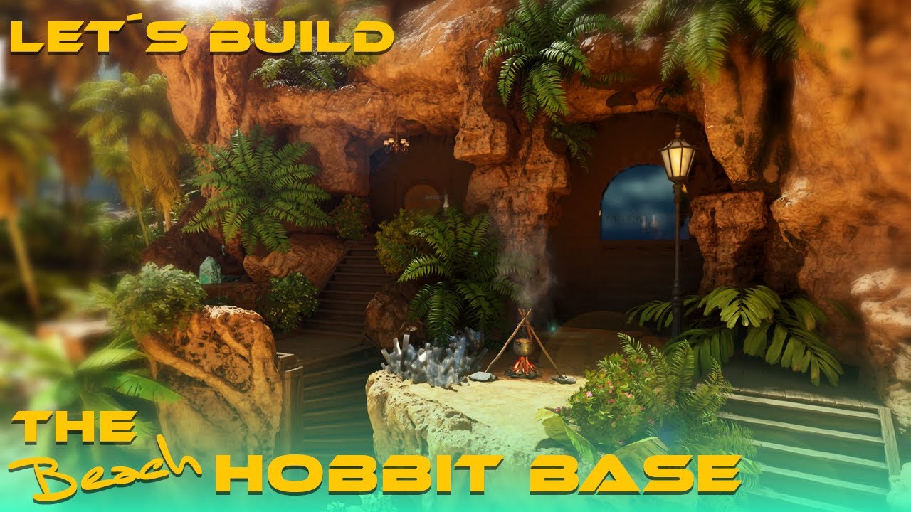 ARK Survival Ascended THE Beach HOBBIT Base / ASA Cave Build / ASA BASE ...
