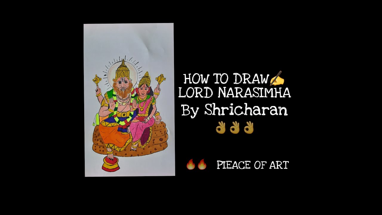 How to draw LORD NARASIMHA🔥. Art by shricharan.Piece of art - YouTube
