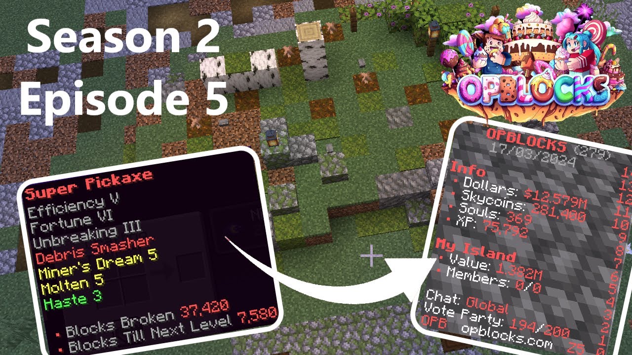 Flying through the island top - Minecraft Skyblock S2 E5 [OPBlocks ...