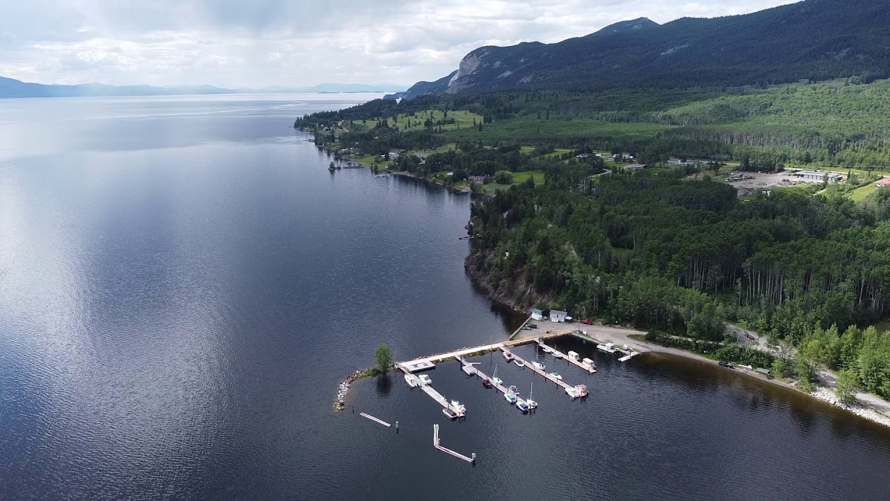Bird-eye view over Fort St. James and Stuart Lake in the summer - YouTube