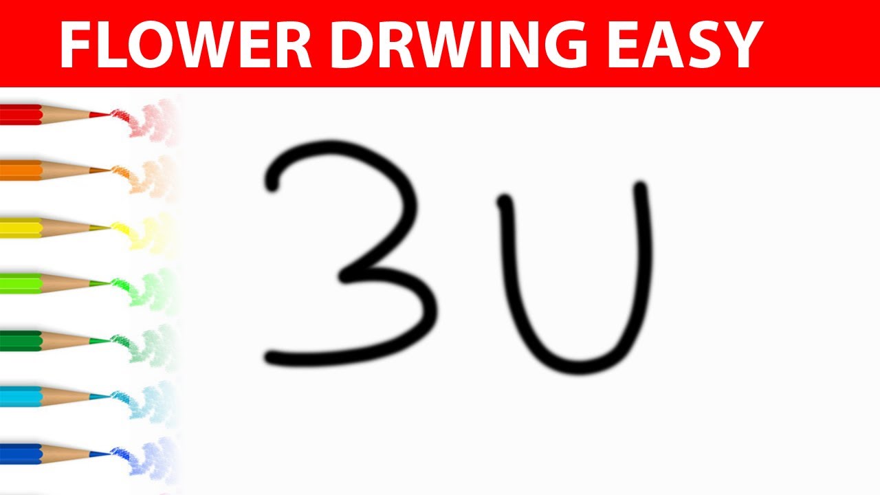 How to draw flower from number 3 easy | Step by step - YouTube