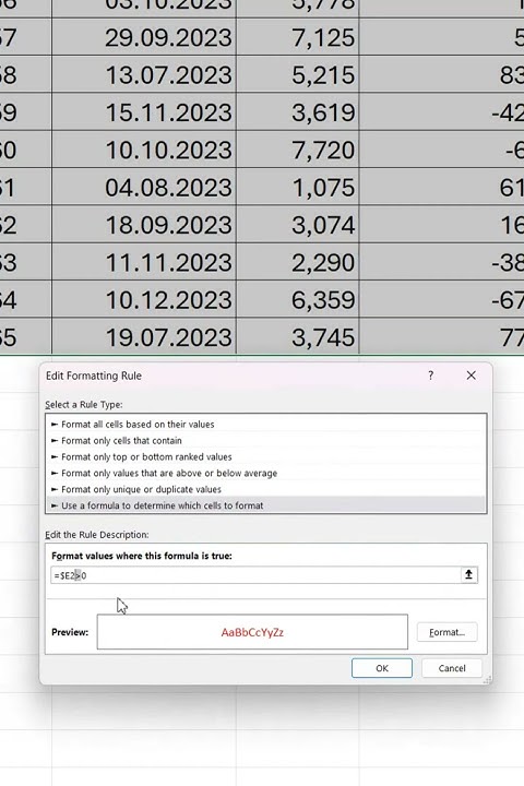 Format Rows Based on Cell Values #excel - YouTube