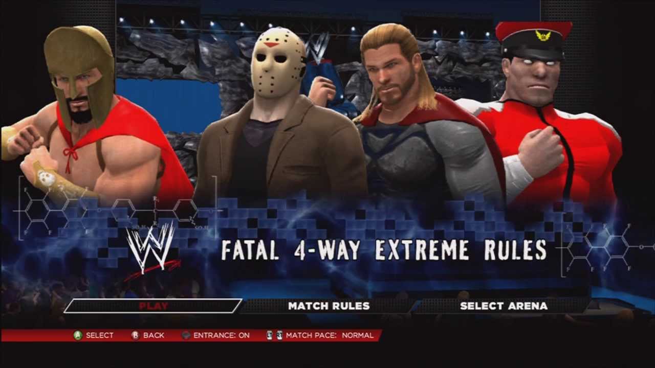 WWE2K14 Jason vs Thor vs Leonidas vs M. Bison [TMN Blue] - YouTube