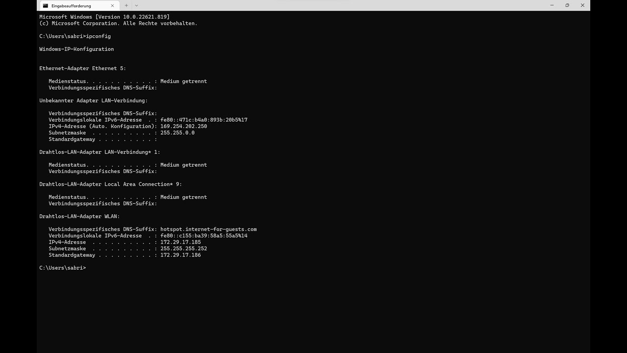 Eigene IP Adresse herausfinden mit Eingabeaufforderung (CMD) - YouTube