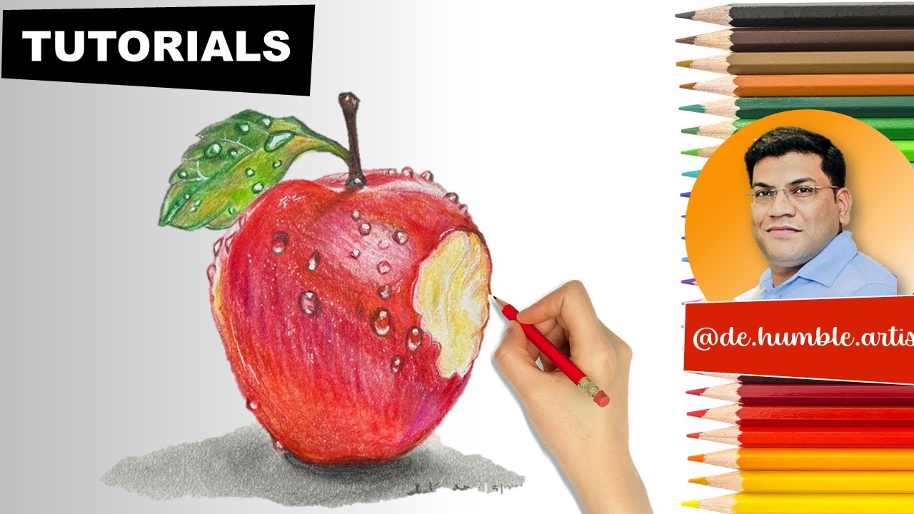 Realistic Apple Drawing Tutorial | Realistic Apple DOMS Colour Pencils ...