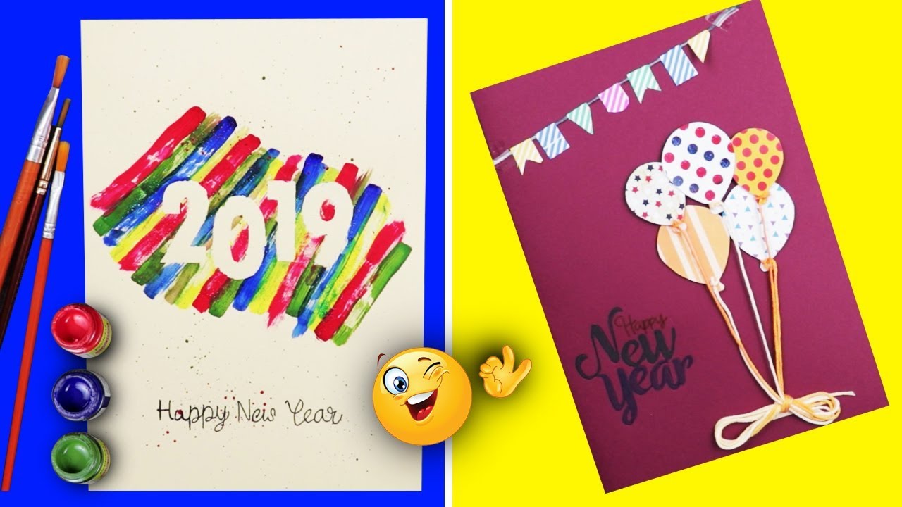 Easy handmade new year greeting cards 2021 | Last minute new year ...