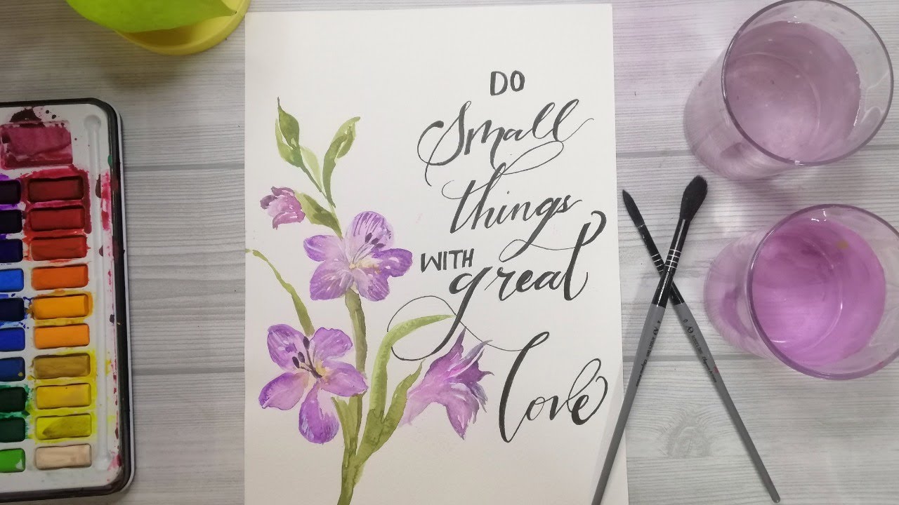 Easy Floral Card Design | Simple Calligraphy - YouTube