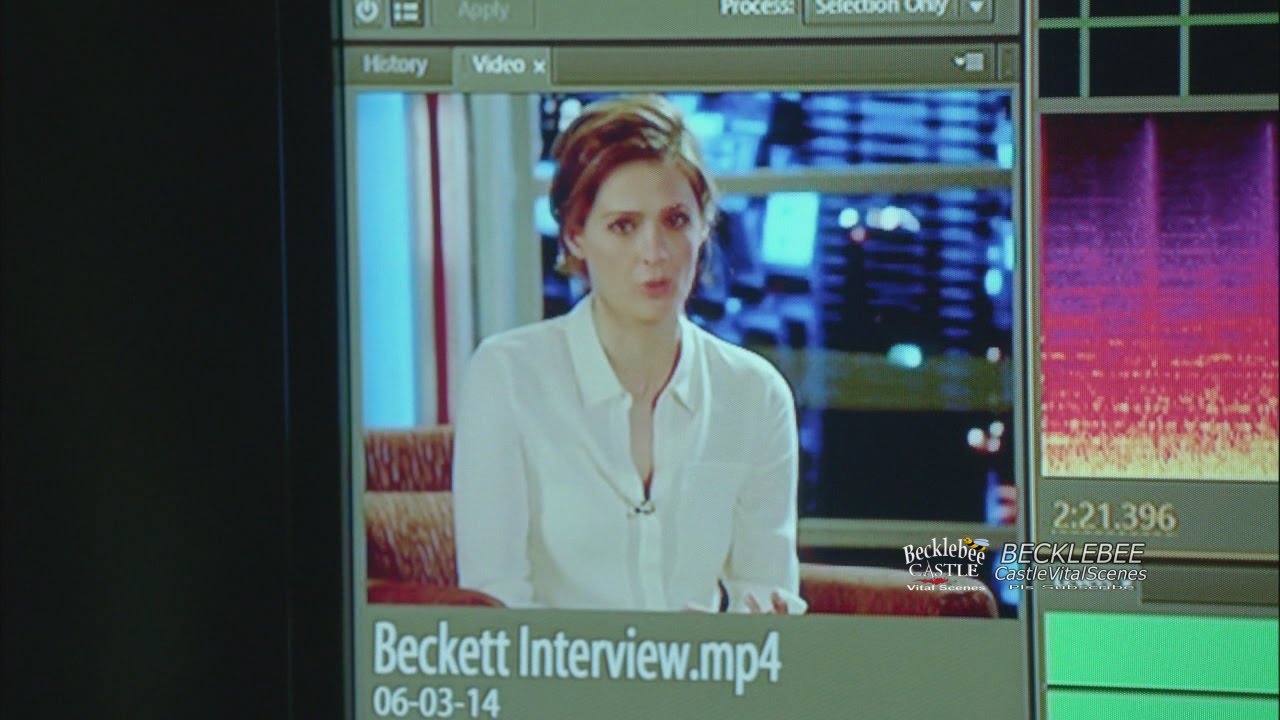 Castle 7x15 "Reckoning" Castle Watching Beckett's News Interview On His ...