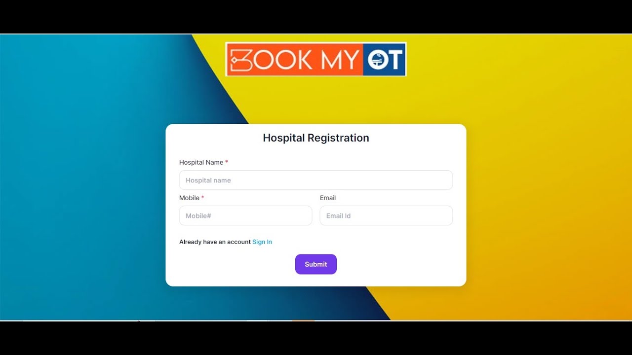 How to register a new hospital using the Book My OT application. - YouTube