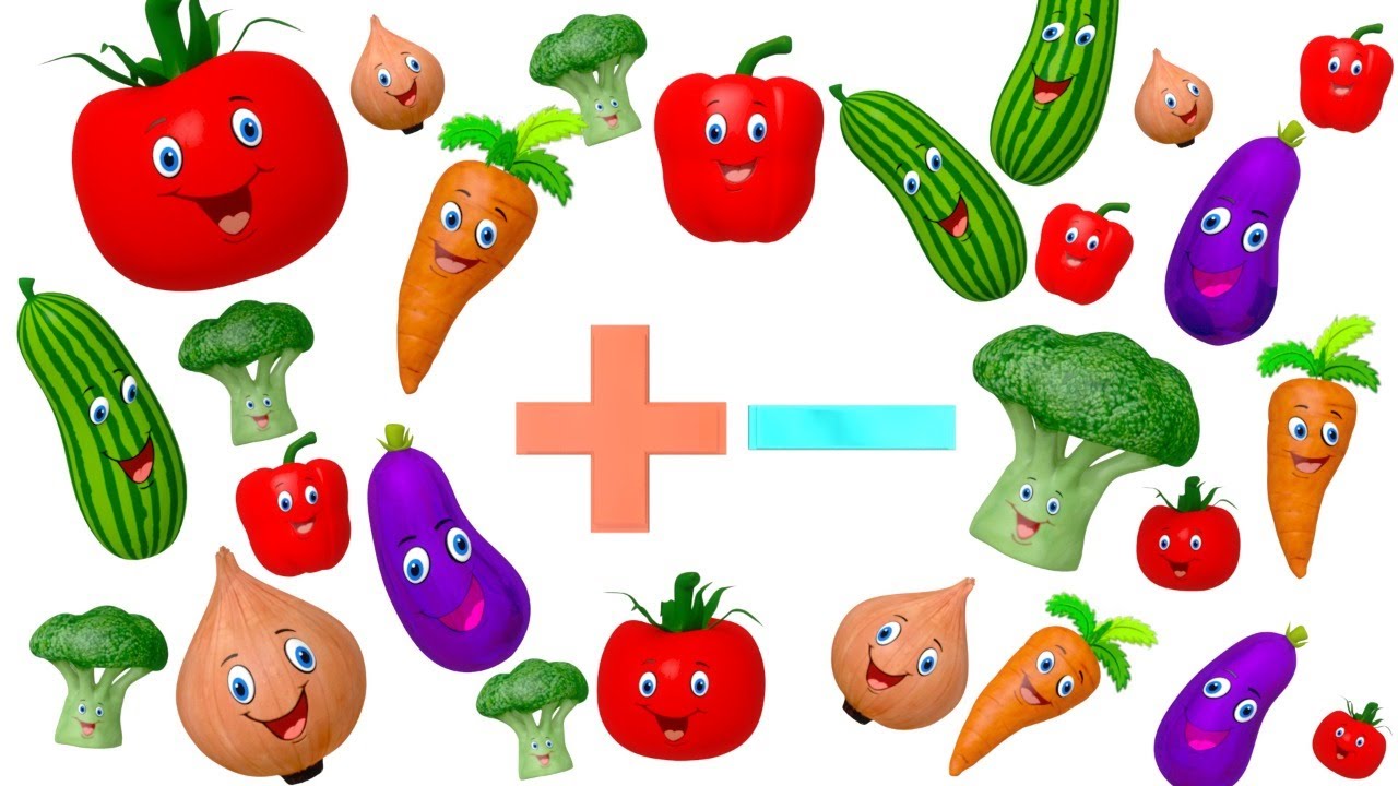 Addition & Subtraction with Vegetables | Basic Math for Kids ...