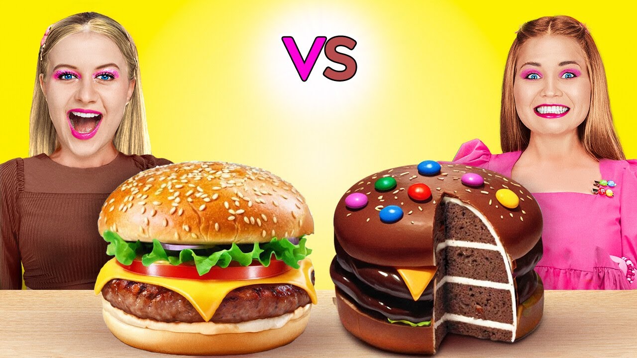 🍫REAL FOOD VS CHOCOLATE FOOD🍩 | Fun Challenge & Tasty Reactions by 123 ...