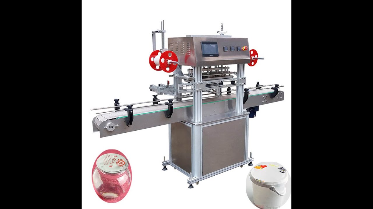 Line type automatic continuous PET jar sealing machine LD801 - YouTube