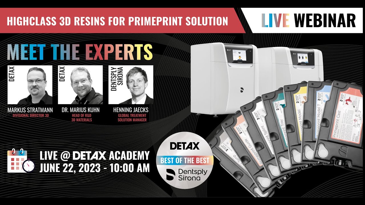 DETAX LIVE Webinar - Highclass 3D Resins for Prime Print Solution - YouTube
