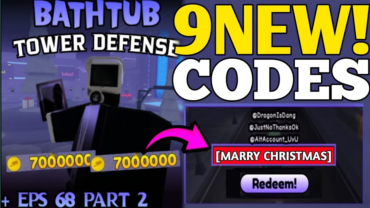 ALL WORKING CODES FOR BATHTUB TOWER DEFENSE ROBLOX BATHTUB TOWER ...