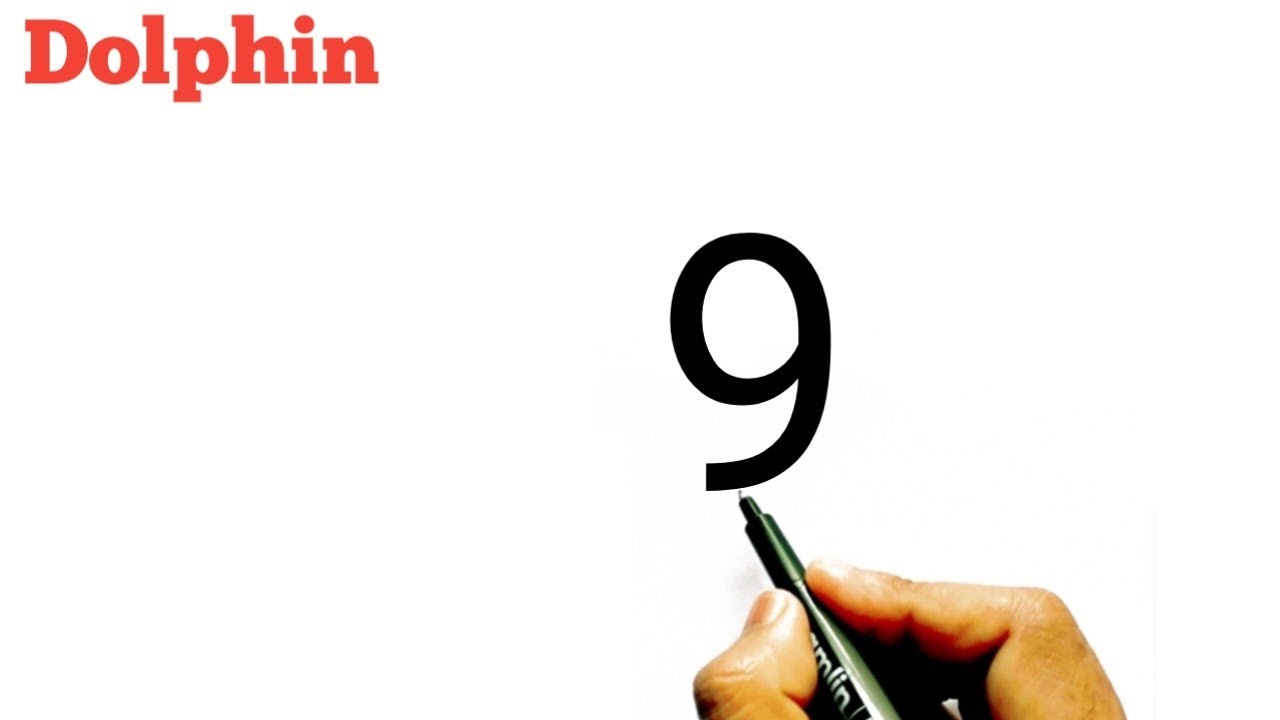 How to draw a dolphin with number 9 / easy dolphin drawing / easy ...