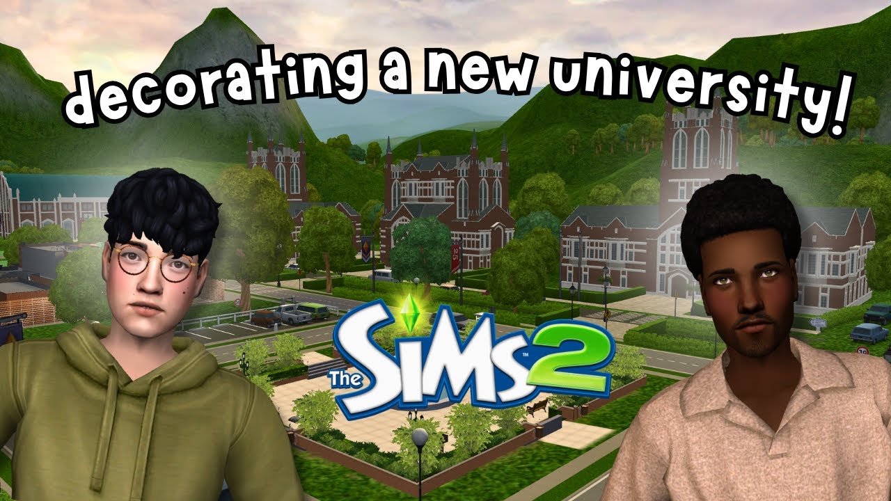 decorating a custom university in the sims 2! + novice builder attempts ...