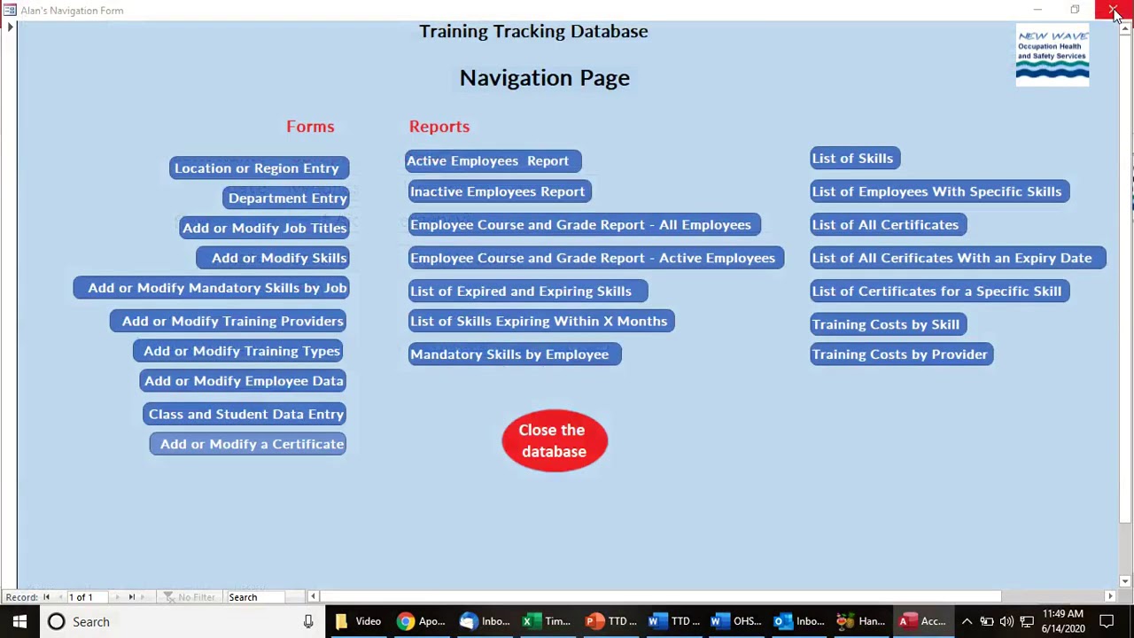 Training Tracking Database in MS Access - YouTube