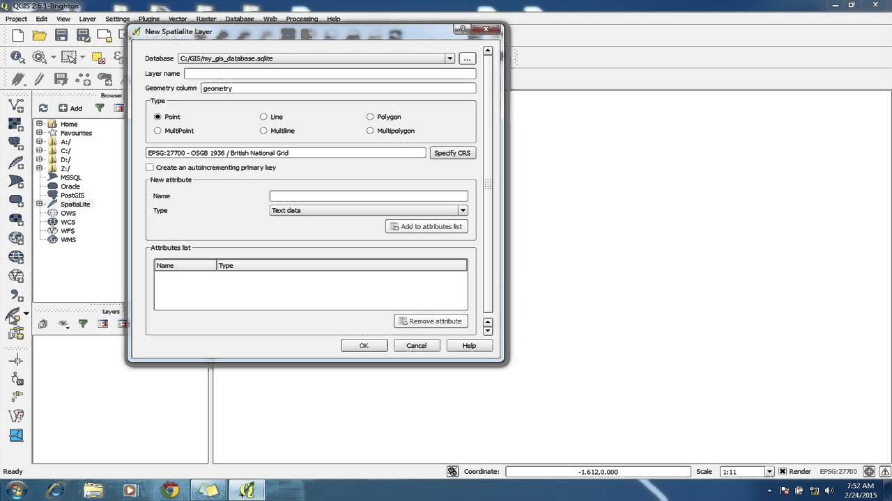 Create A Spatialite Database And Layer Youtube