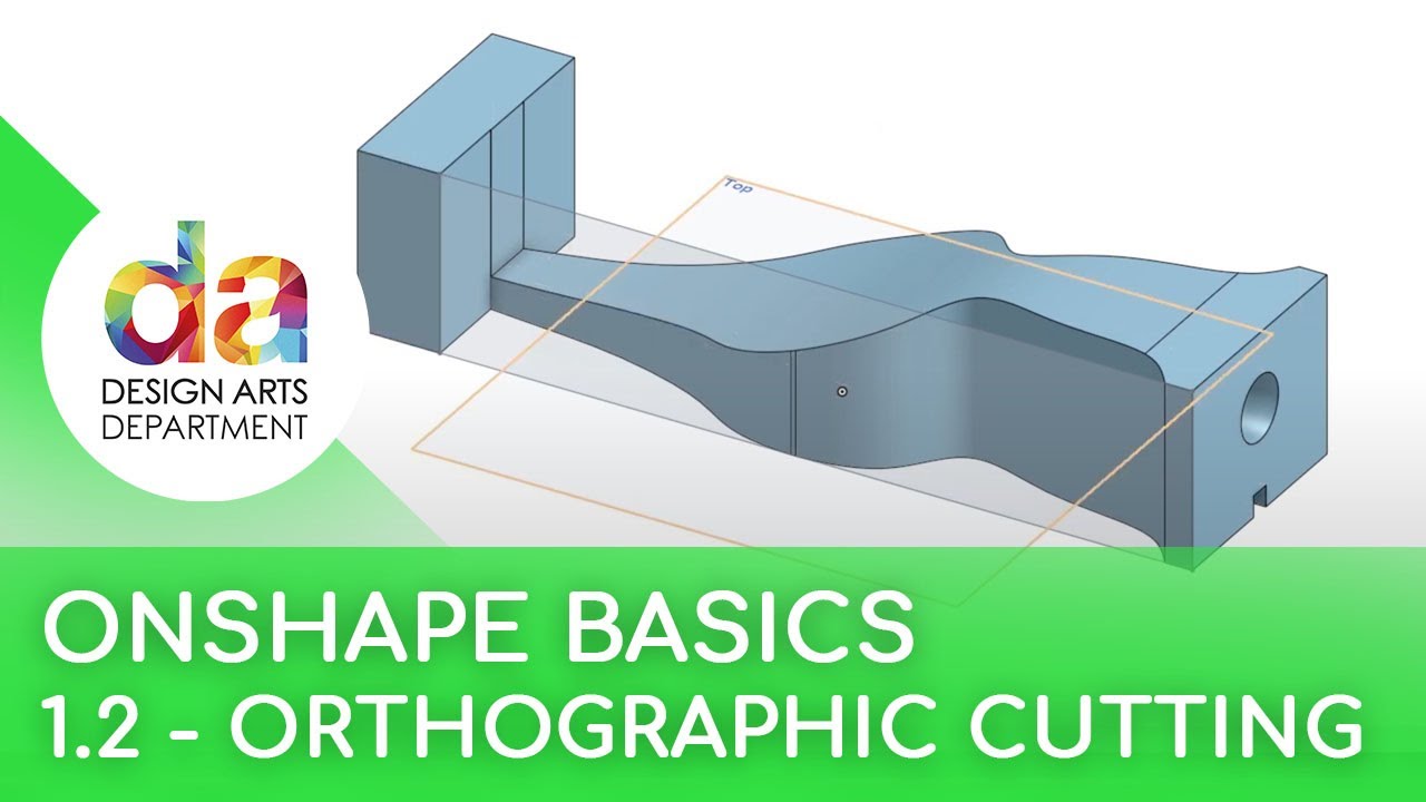 Onshape Basics 1.2 - Orthographic Cutting with Mirrored Sketches - YouTube