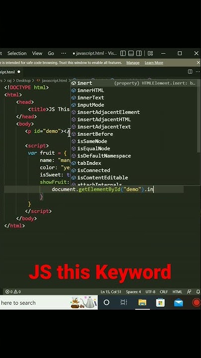 Js This Keyword This Keyword Keyword Js This Keyword In Function Shorts Ytshorts