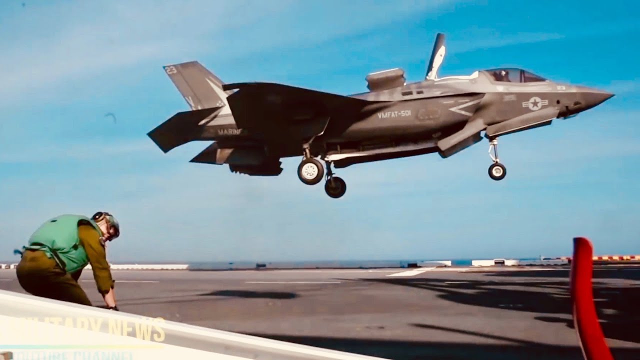 Incredible F 35B vs AV 8B Harrier II Short Takeoff & Vertical Landing ...