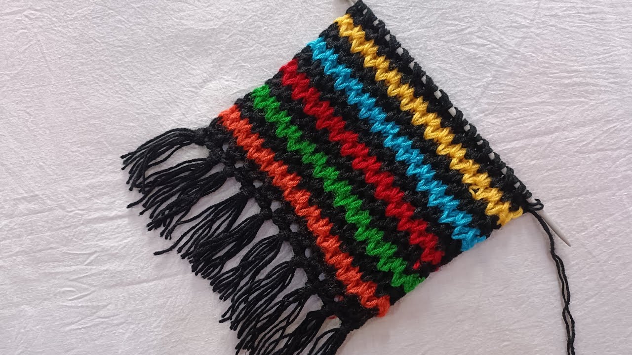 Muffler knitting design for ladies| multicolored design | woolen ...