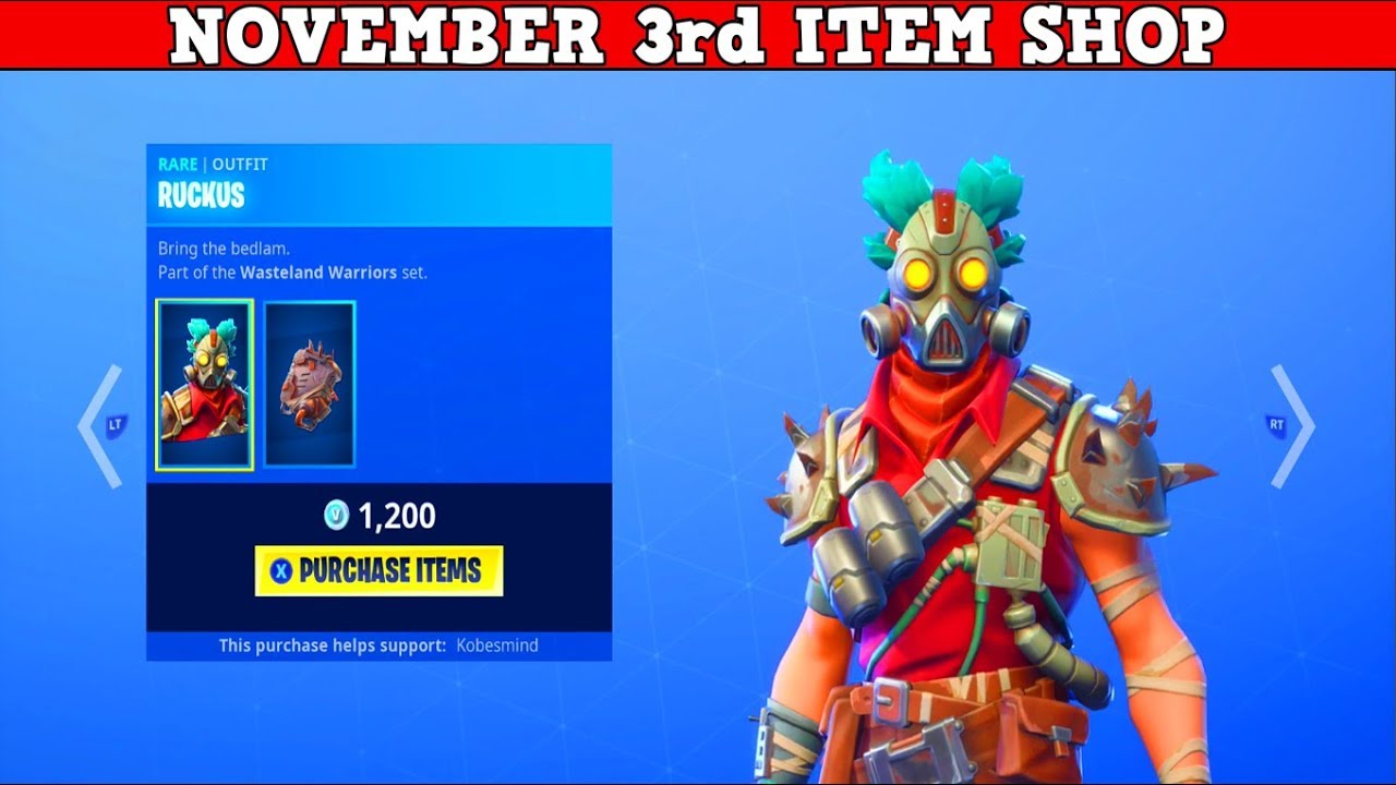 Fortnite Item Shop (November 3rd) | *NEW* RUCKUS & MAYHEM SKINS! - YouTube
