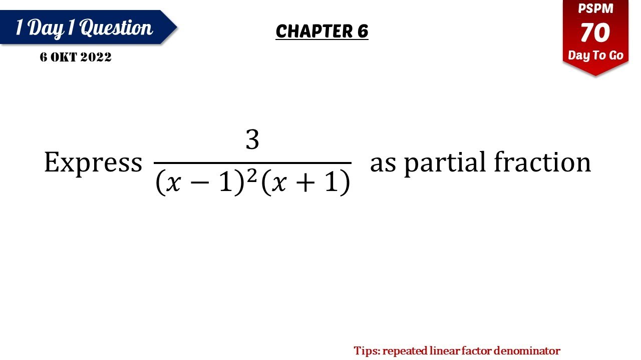Partial Fraction Example: Repeating Linear factor denominator - YouTube