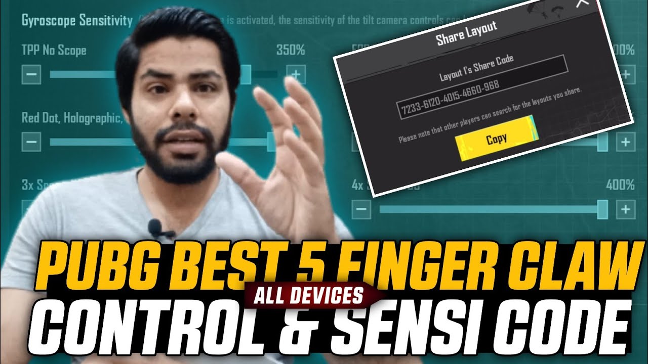 Latest Control Code For 5 Fingers Claw PUBG/BGMI ! New Sensitivity Code ...