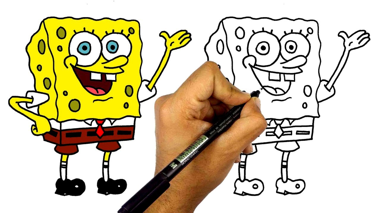 How To Draw SpongeBob SquarePants Easy Step By Step For Kids | art ...