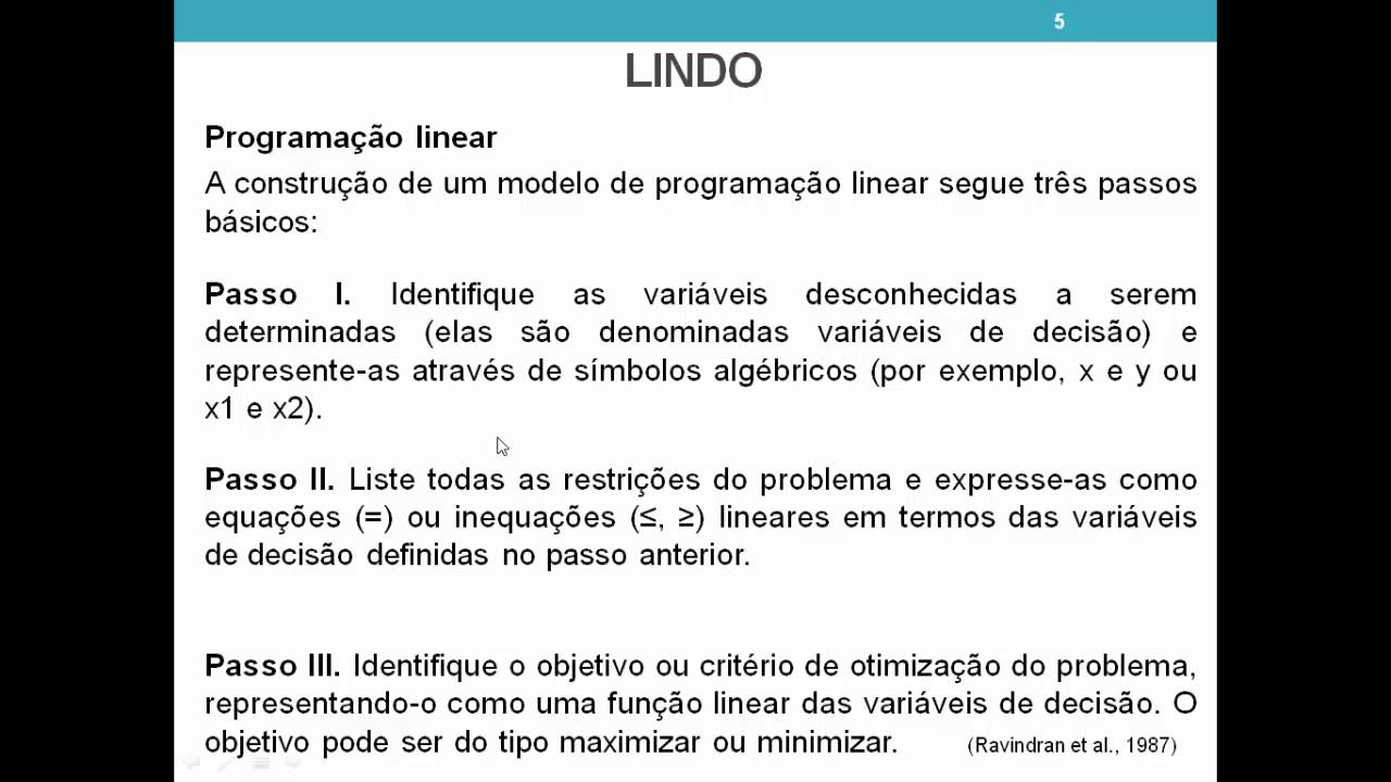 PROGRAMAÇÃO LINEAR COM LINDO MÓDULO 1 - YouTube