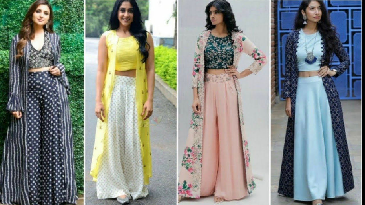 beautiful three piece dresses for women || palazzo with shrug ...