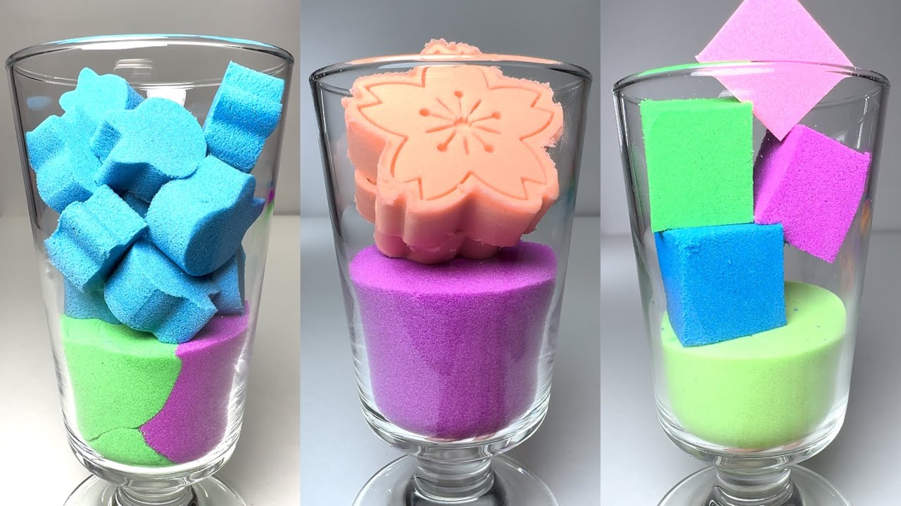 Very Satisfying and Relaxing Kinetic Sand, drop and squish - YouTube