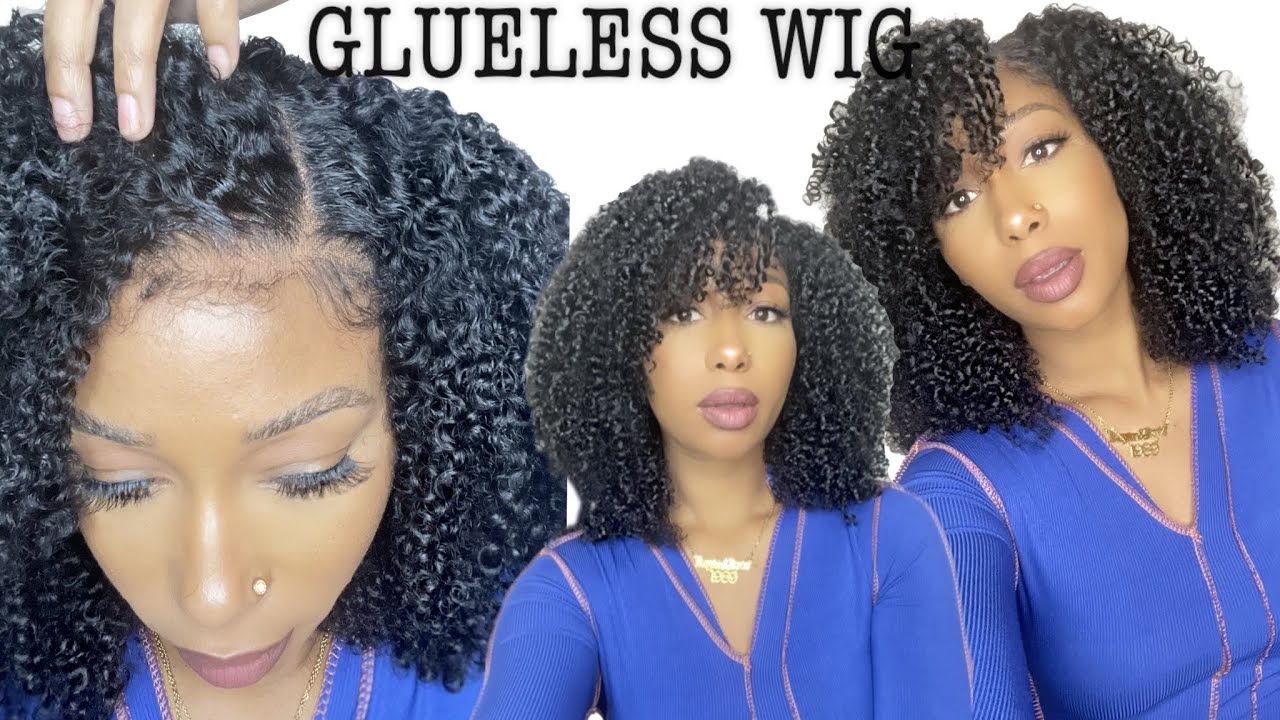 Affordable Glueless 4C edge kinky curly Lace Wig Easy to apply beginner ...