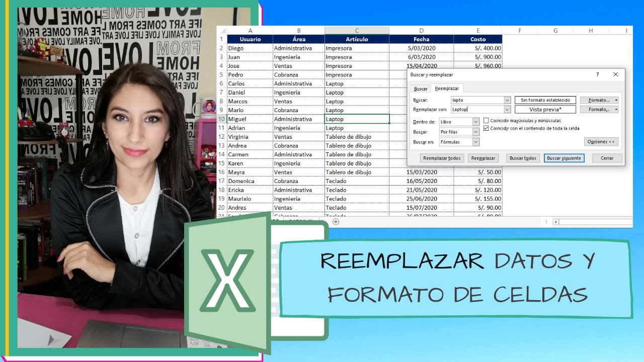 Cómo reemplazar datos de varias celdas en Excel - YouTube