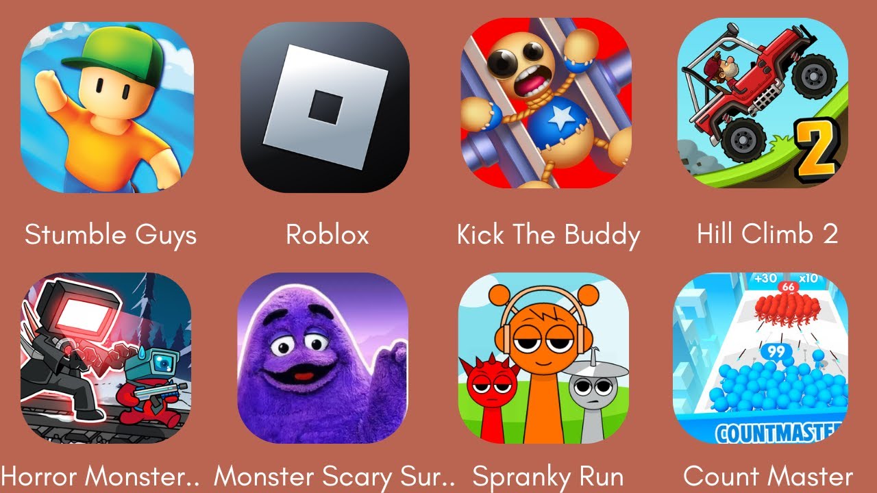 Grimace Monster Scary Survival,Stumble Guys,Roblox,Kick The Buddy,Hill ...