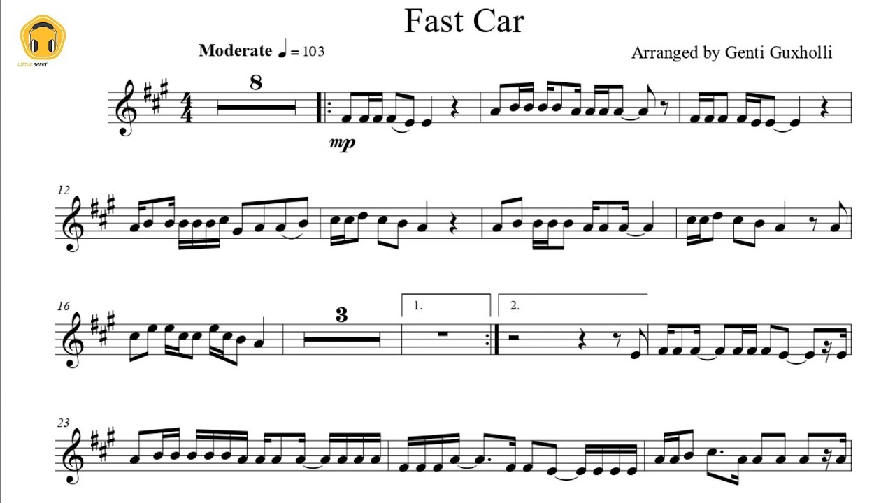 Fast Car by Tracy Chapman (Flute Solo with Piano Accompaniment/Sheets ...