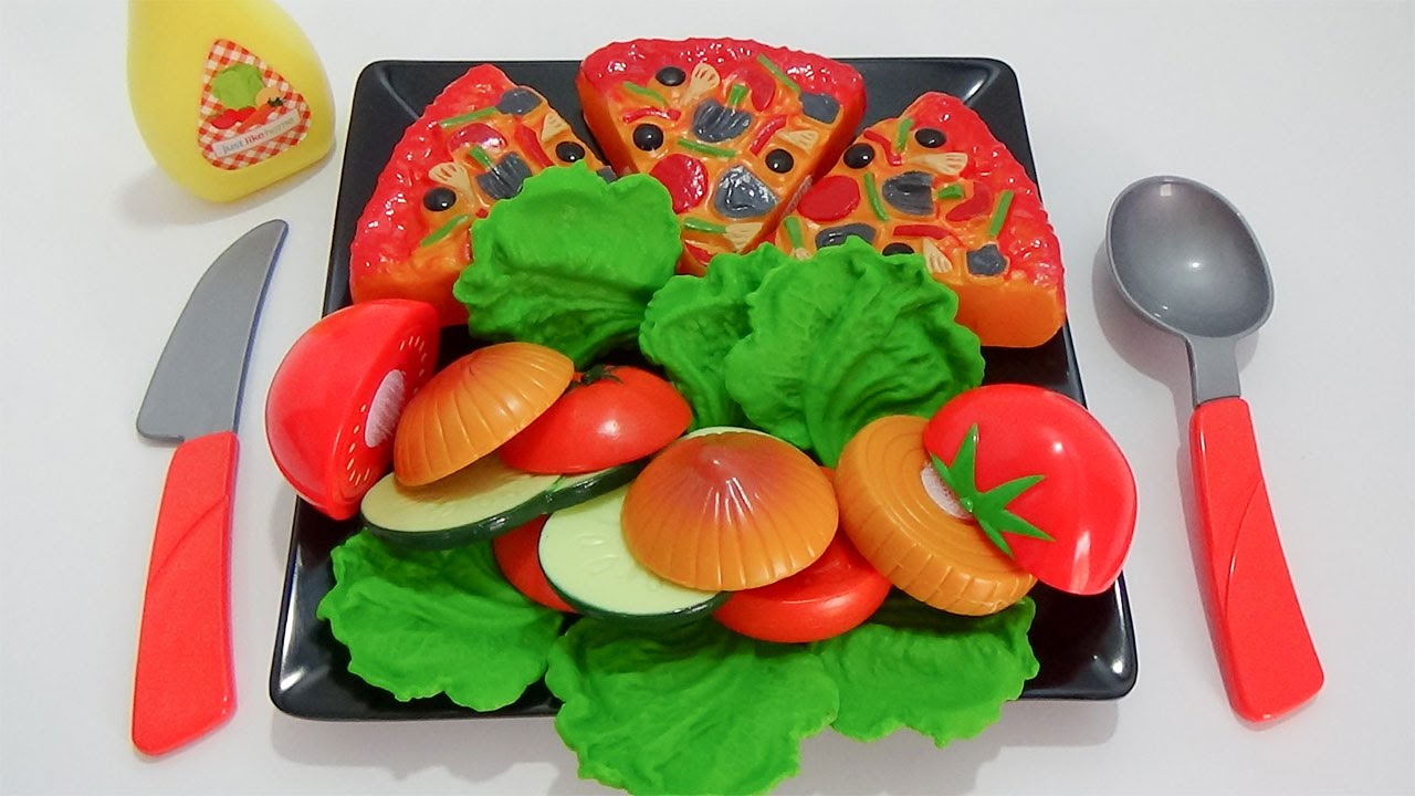 Velcro Toy Cutting Vegetable Salad and Velcro Toy Cutting Pizza Toy ...