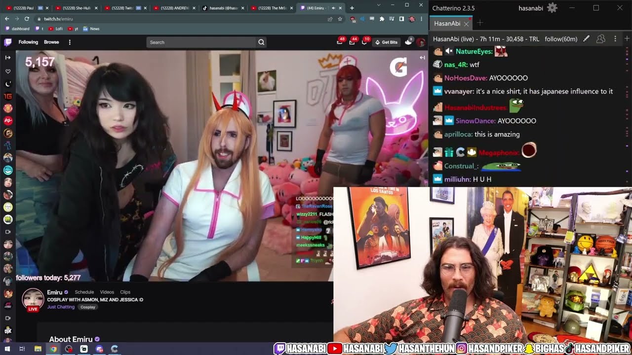 Hasan Reacts To Mizkif and Asmongold Cosplaying (Emiru's Channel ...