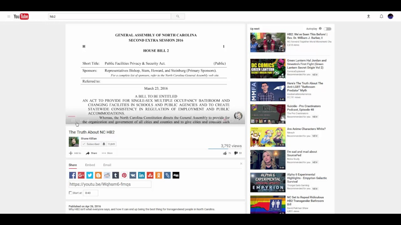 Shane Killian LIES about NC HB2 - YouTube