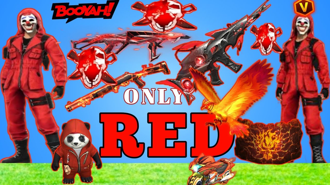 Only Red Challenge, Free Fire But All Items Is Red ♥️| Garena Free Fire ...